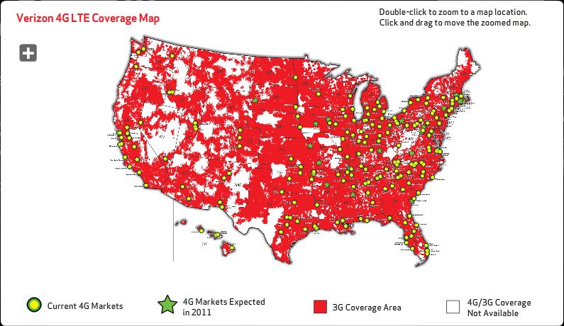 Verizon LTE Coverage Map | maxwireless.de